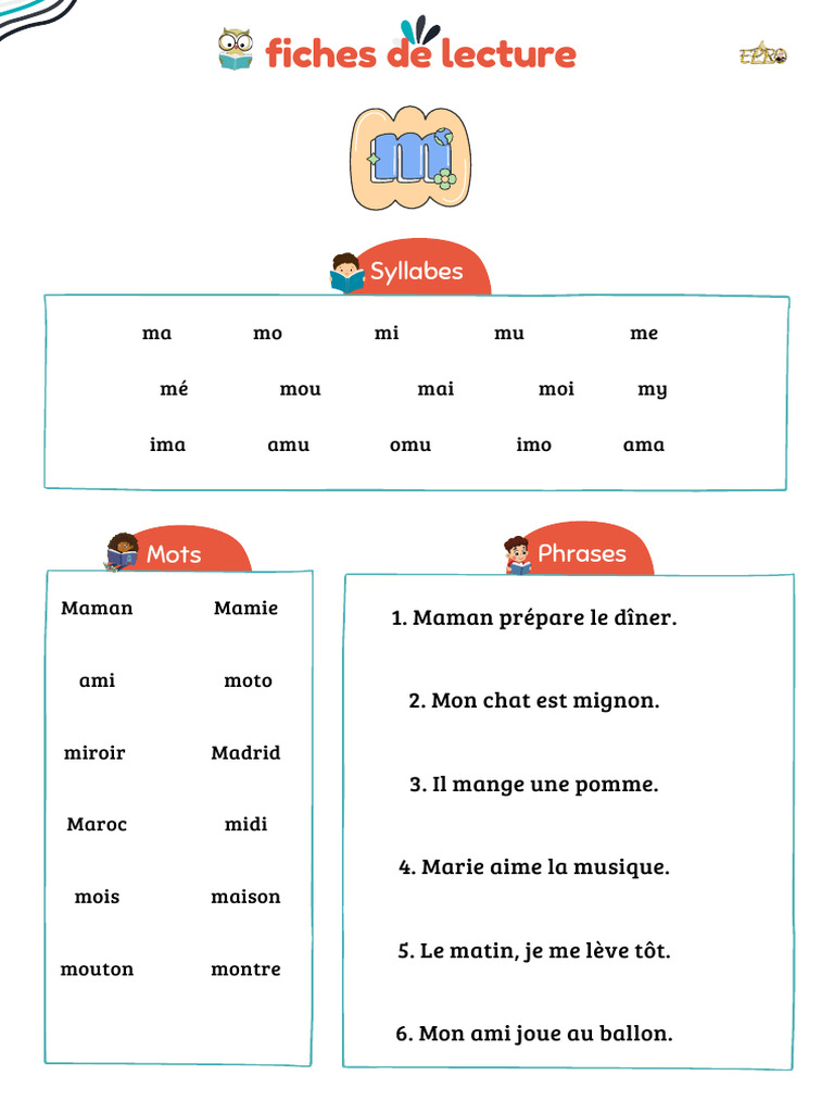 Fiches de lecture et syllabes pour enfants | PDF | Nourritures
