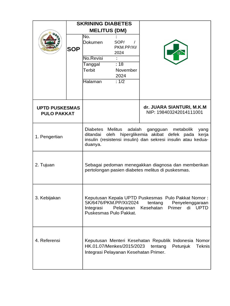 Sop Skrining DM | PDF
