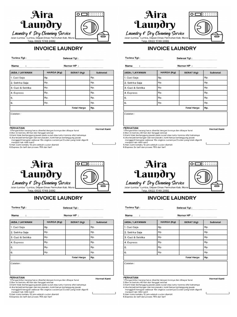 Nota Laundry | PDF