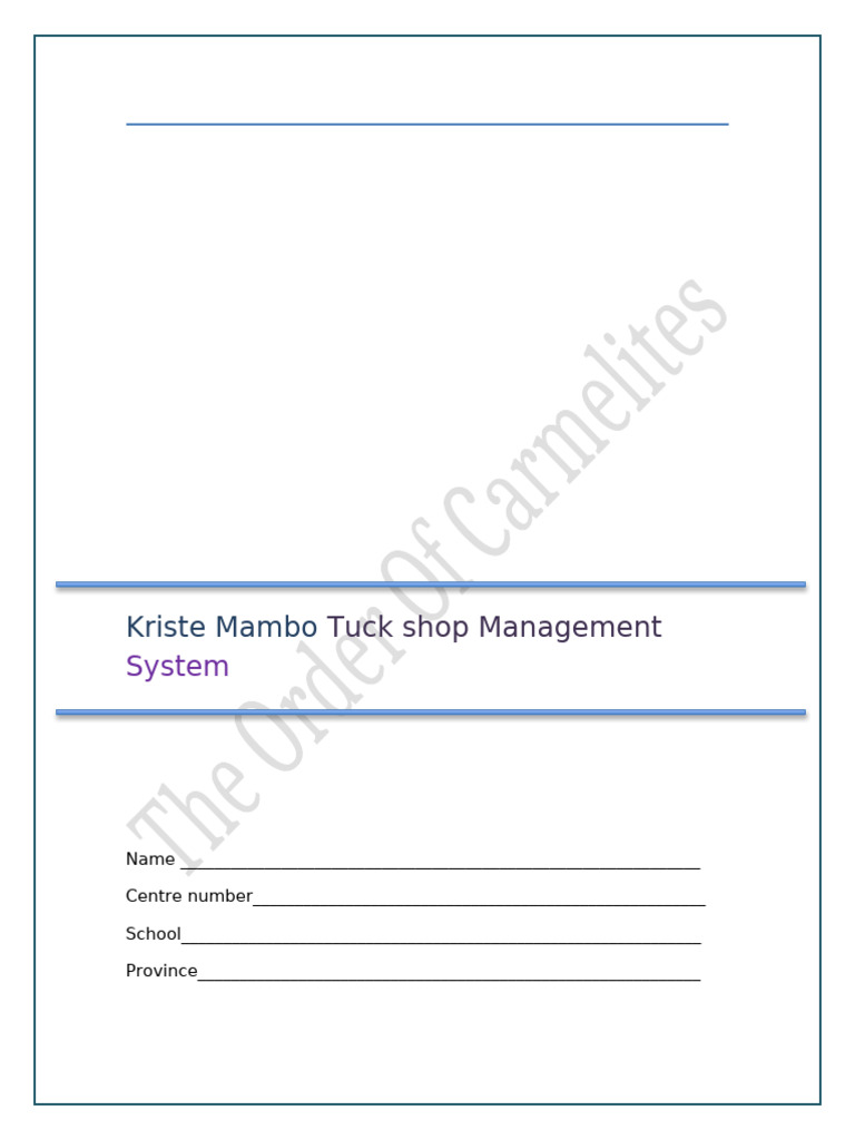 Kriste Mambo Tuck Shop System Overview | PDF | Databases | Barcode