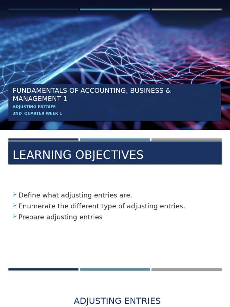 Fabm1 q2 Adjusting Entries | PDF | Depreciation | Debits And Credits