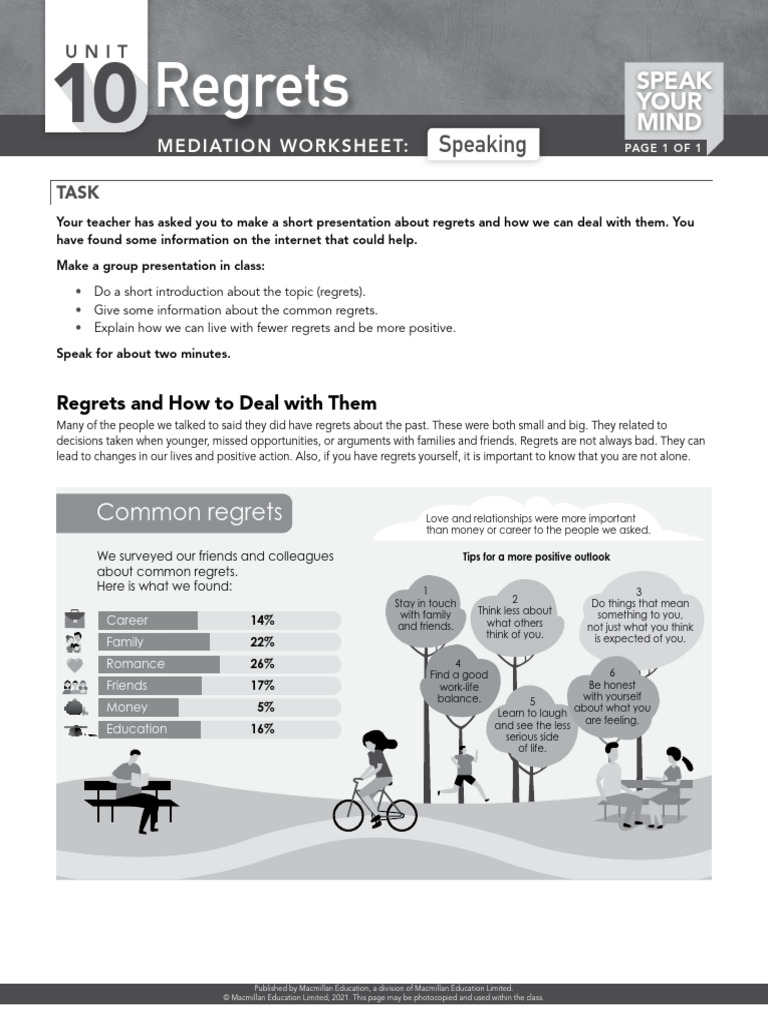 Dealing with Regrets: Tips and Insights | PDF | Speech | Fluency