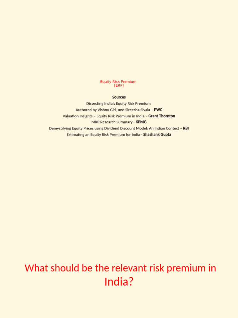 India’s Equity Risk Premium Insights 2025 | PDF | Risk Premium | Yield ...