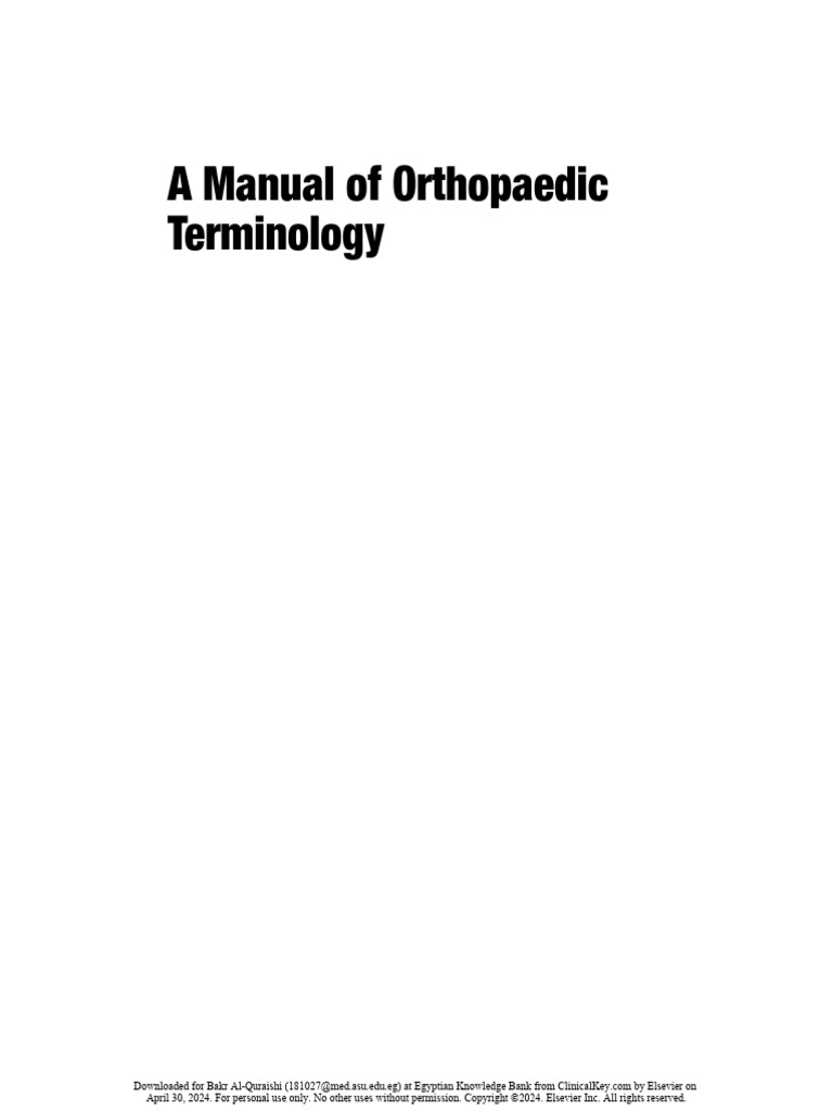 A Manual of Orthopaedic Terminology | PDF
