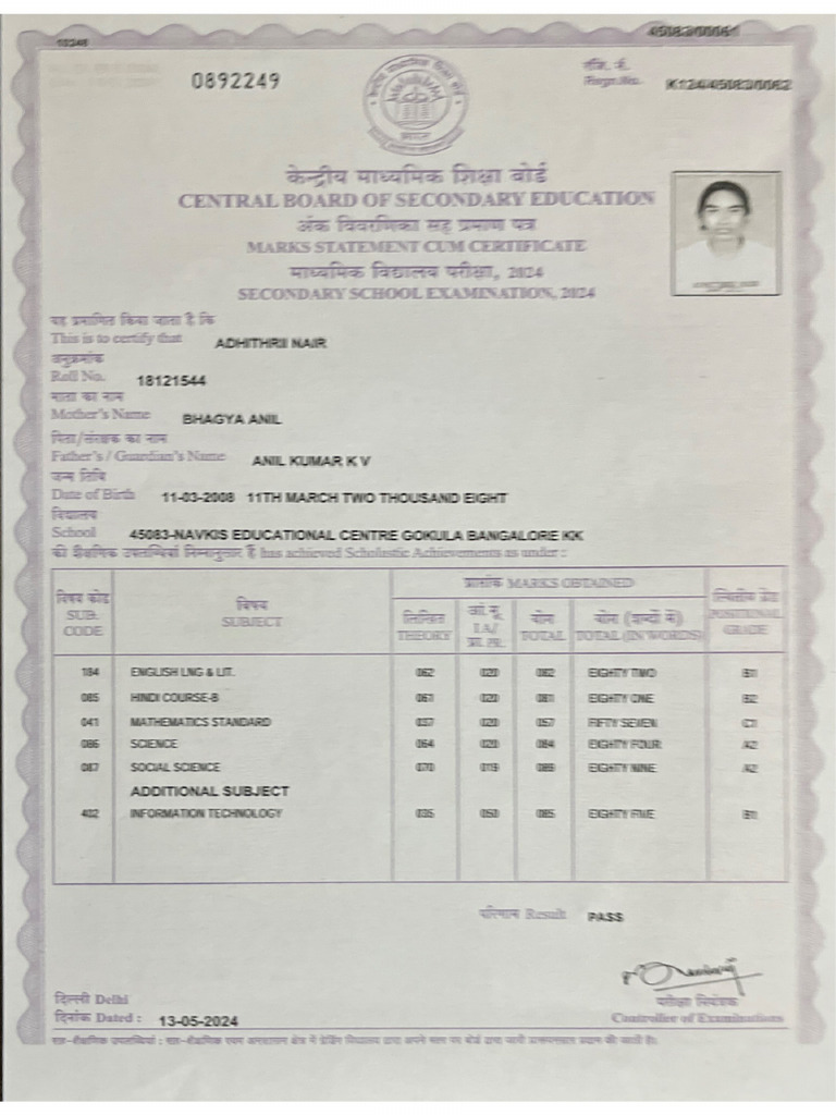 X Marksheet | PDF