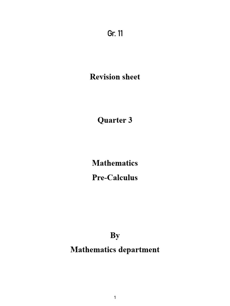 Gr. 11 Pre-Calculus Revision Sheet | PDF