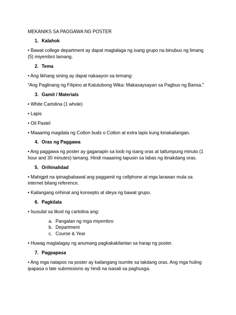 Mekaniks Sa Paggawa NG Poster | PDF