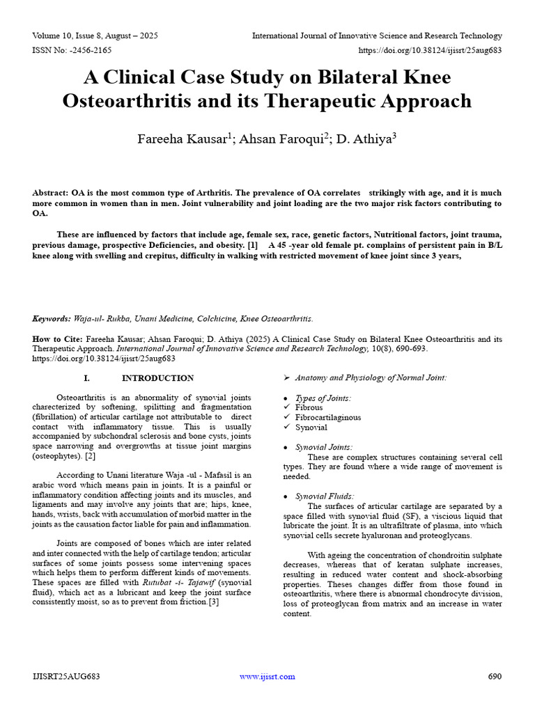 A Clinical Case Study On Bilateral Knee Osteoarthritis and Its ...