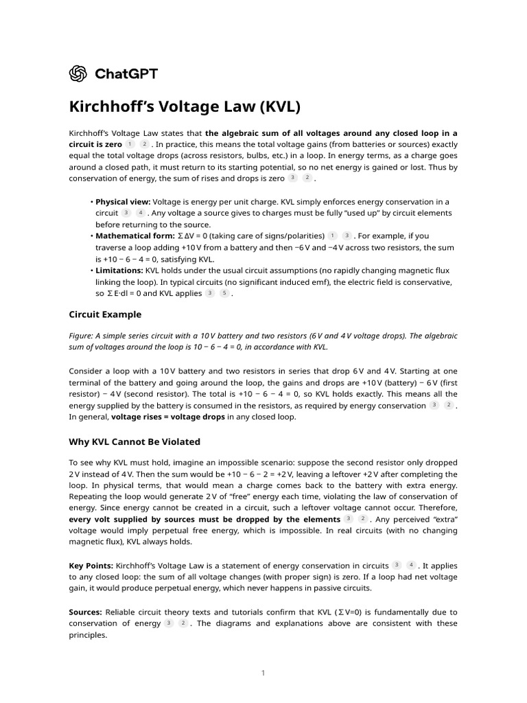 Kirchhoff's Voltage Law (KVL) | PDF | Voltage | Electrical Network