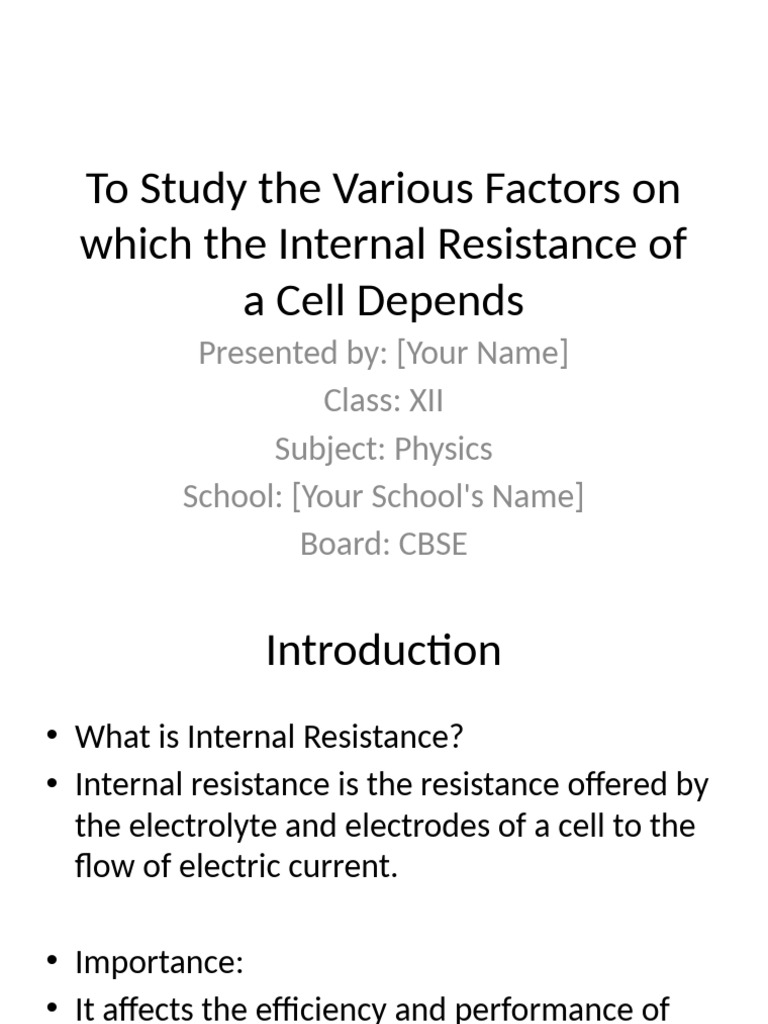 Factors Influencing Cell Resistance | PDF | Electrode | Electric Current