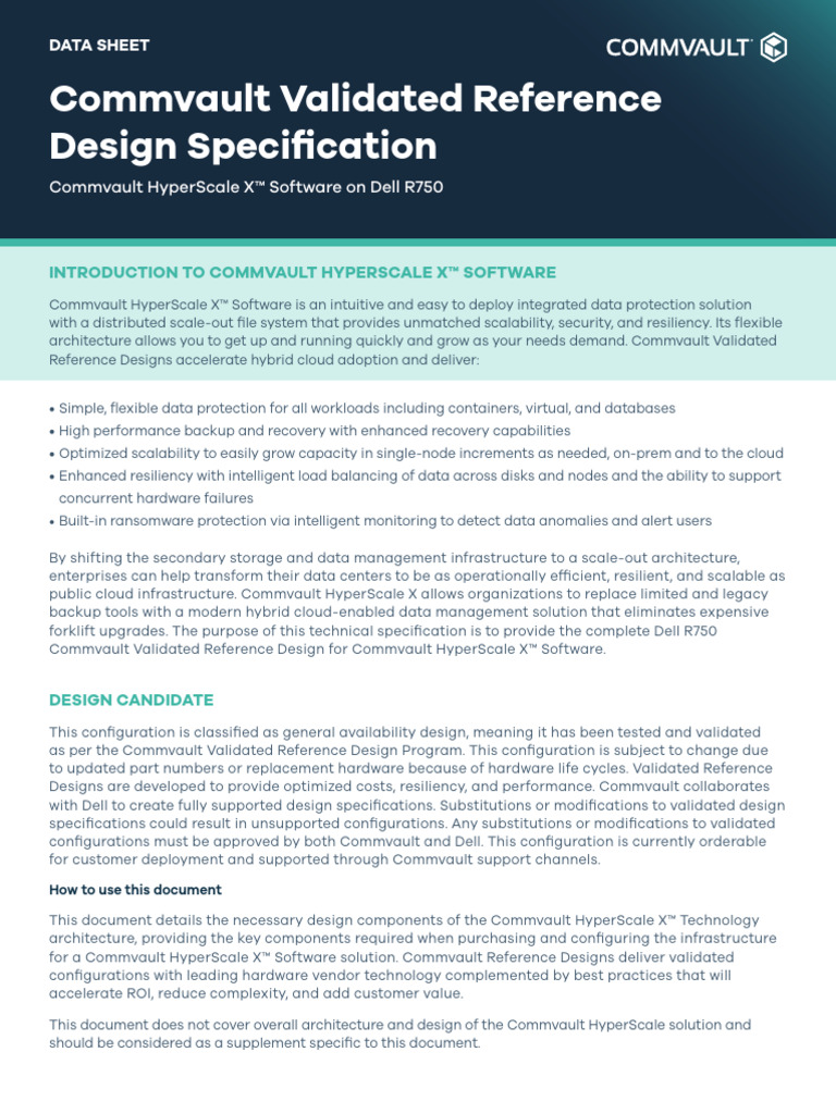 Commvault HyperScale X Validated Reference Design for Dell R740XD | PDF ...
