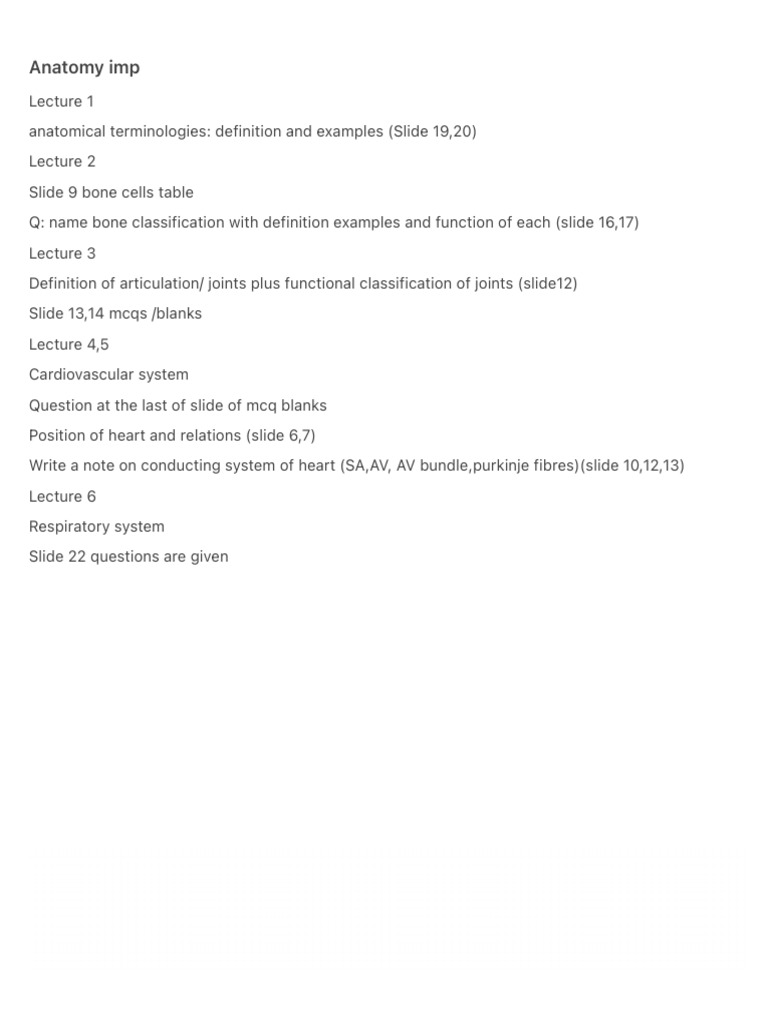 Anatomy Imp 1 | PDF