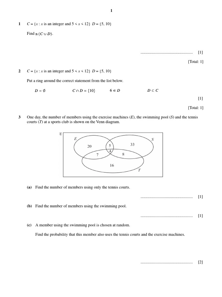 Set Theory and Venn Diagram Exercises | PDF
