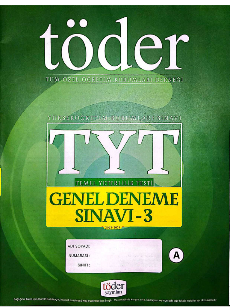 @tytaytdenemetg 2024 TÖDER TG TYT 3 | PDF