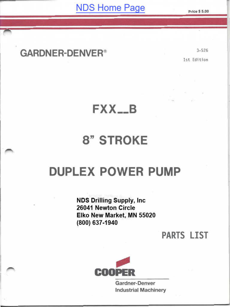 Gardner-Denver FXX Pump Parts List | PDF | Piston | Engine Technology