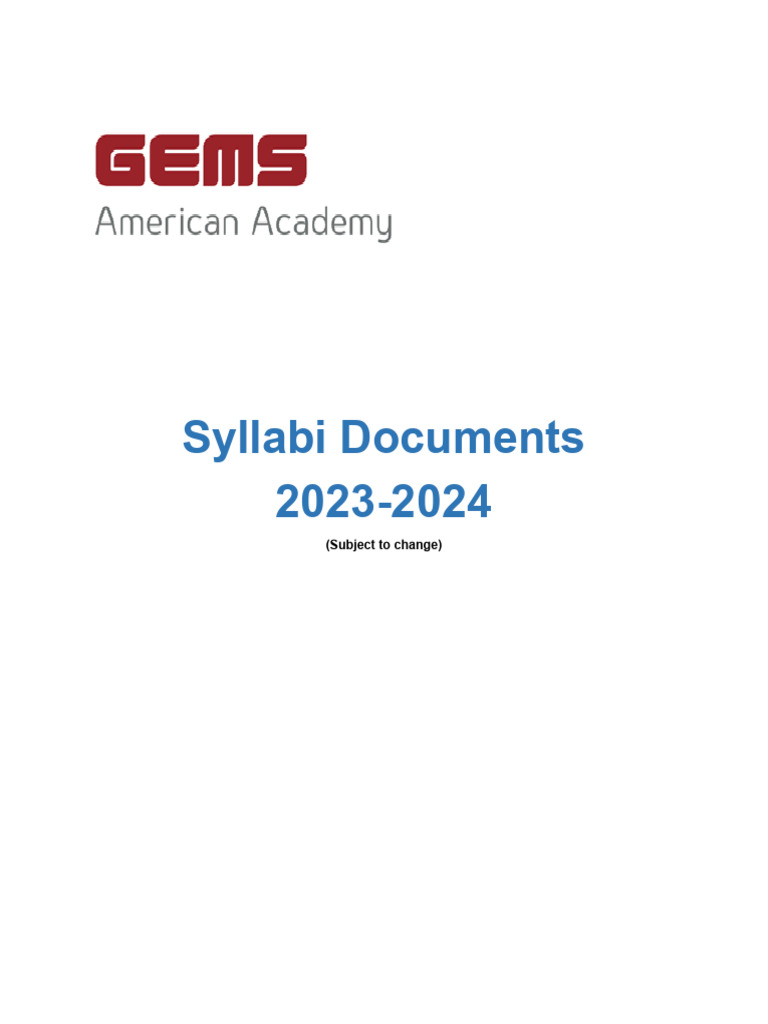 GEMS American Academy Syllabi 2023-24 | PDF | Academic Dishonesty ...