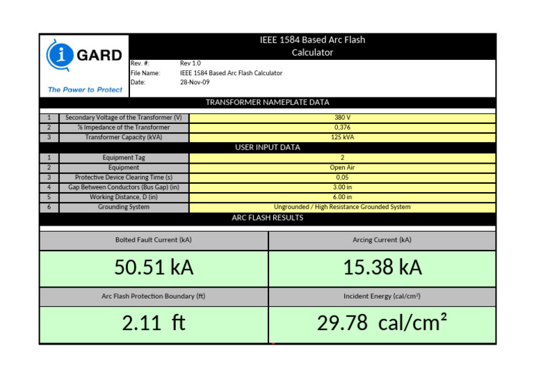 IEEE 1584 Based Arc Flash Calculator Result 02-Jun-14 - 170901 | PDF