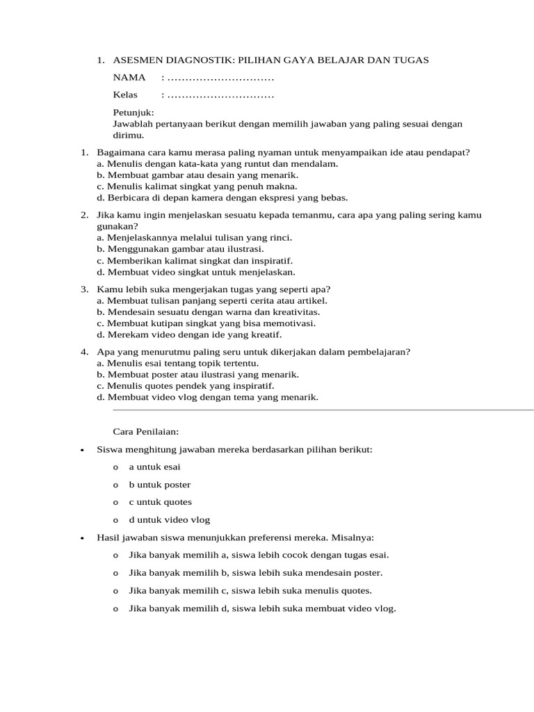 asesmen diagnostik DBL | PDF
