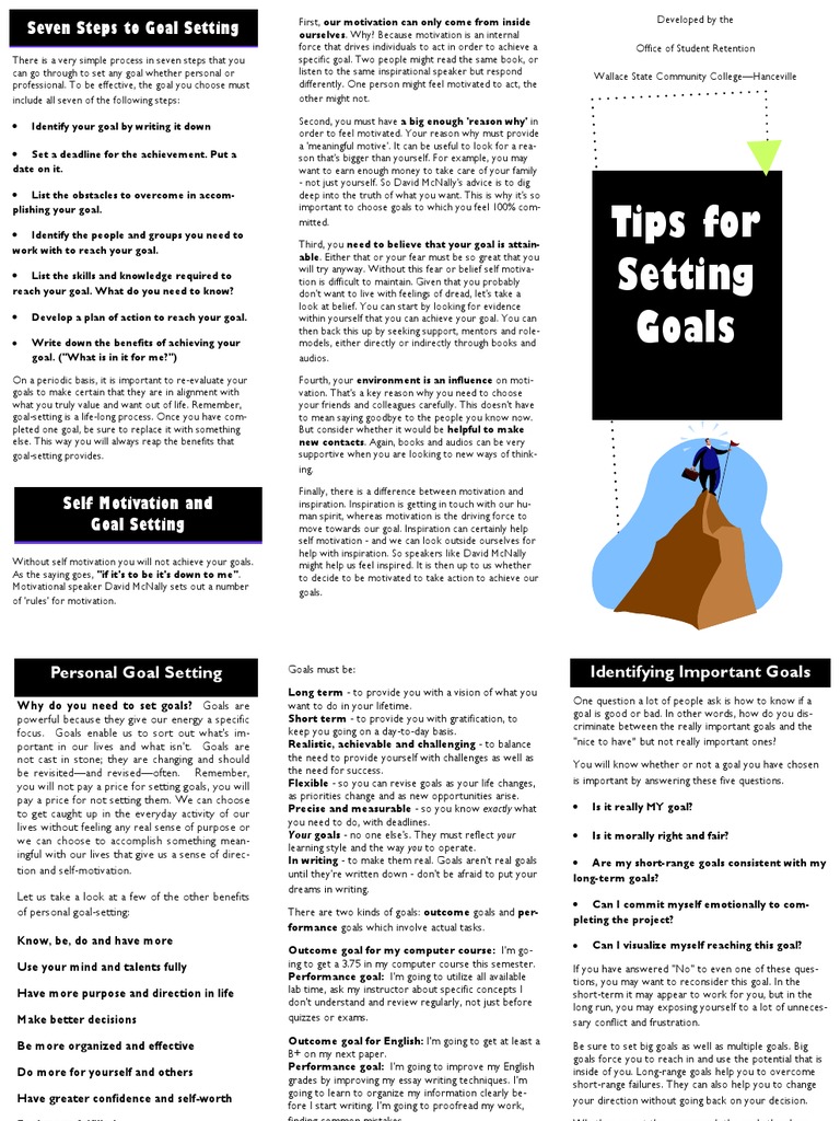 Seven Steps To Goal Setting | PDF | Goal | Goal Setting