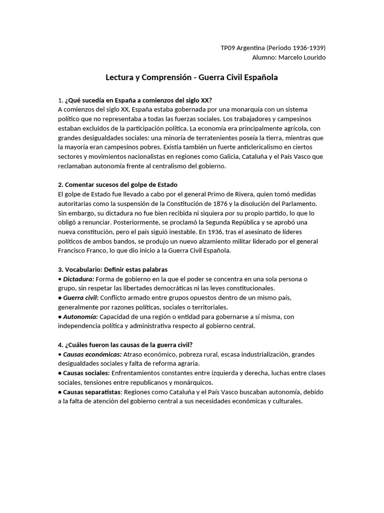 La Guerra Civil Española (1936-1939) | PDF | Francisco franco | guerra ...