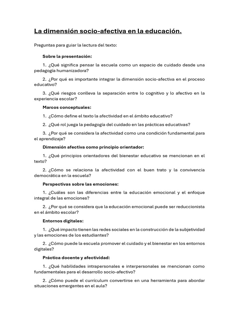 Dimensión socio-afectiva en educación | PDF | Las emociones | Maestros