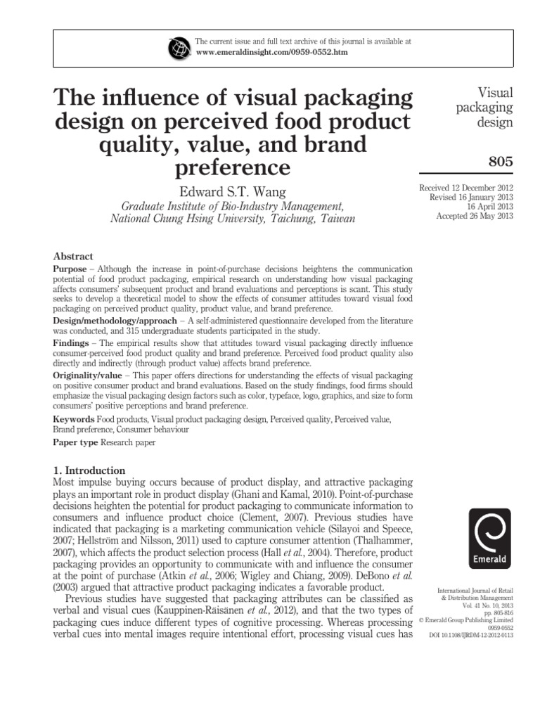 The Influence of Visual Packaging Design | PDF | Brand | Attitude ...