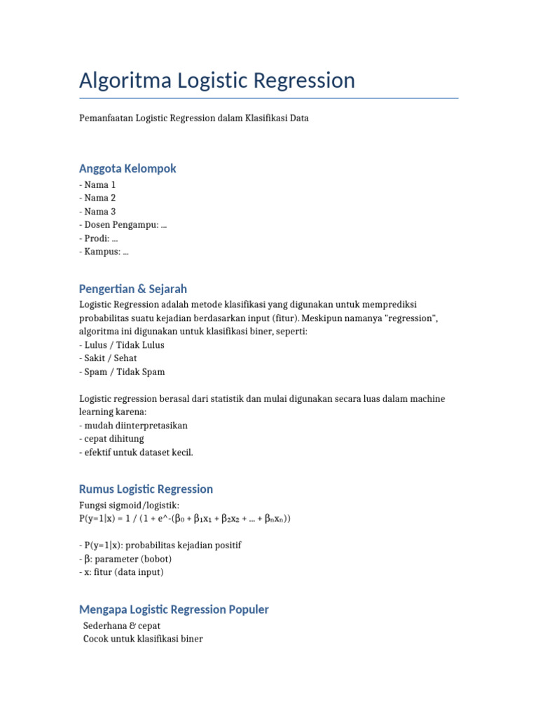 Tugas Logistic Regression | PDF