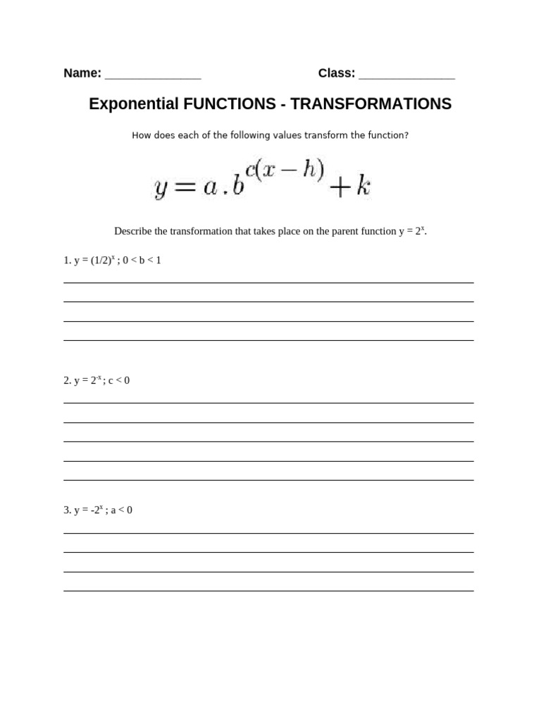 Exponential FUNCTIONS - TRANSFORMATIONS - Investigations | PDF | Chess ...