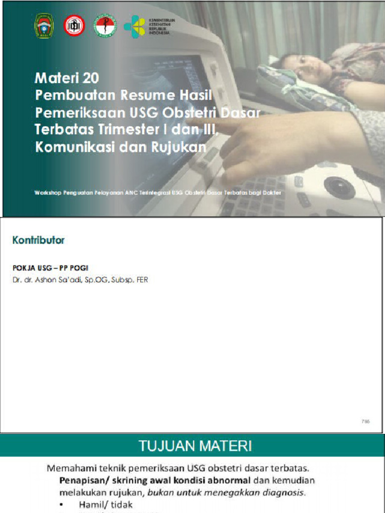 Materi 20 RESUME HASIL PEMERIKSAAN USG OBSTETRI DASAR TERBATAS | PDF