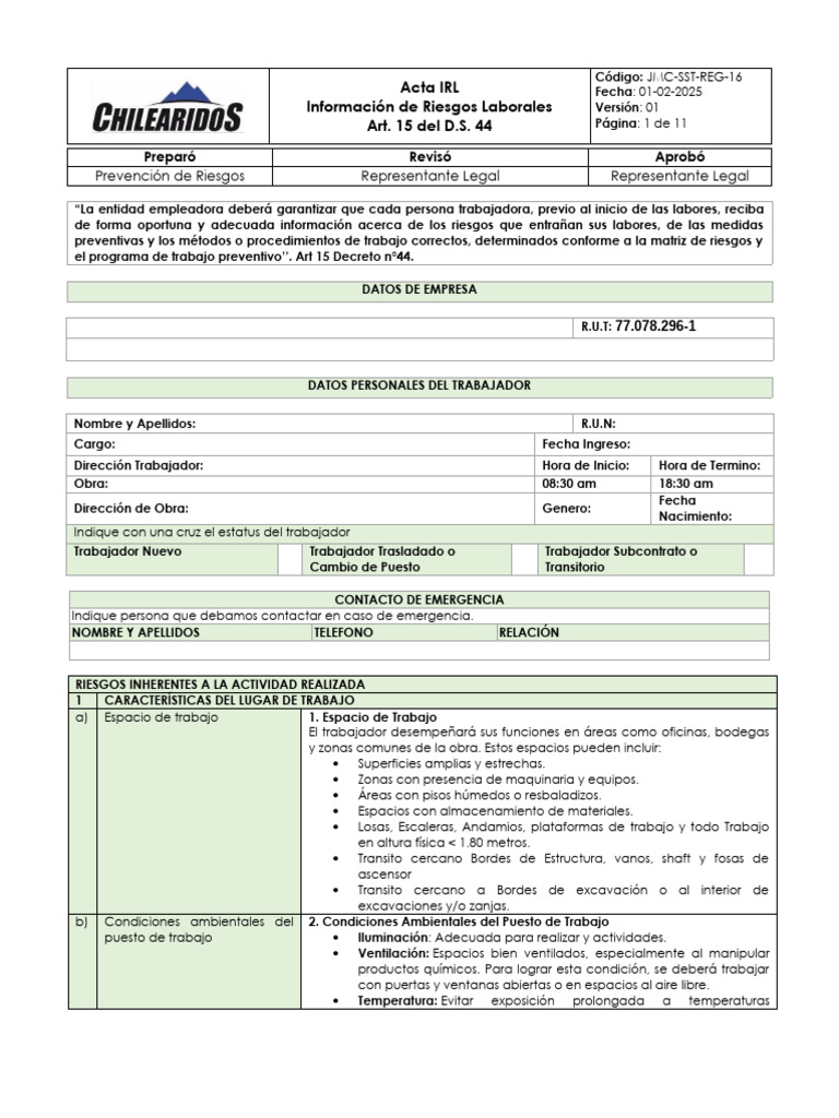 Acta Irl Jefe Obra Talana | PDF