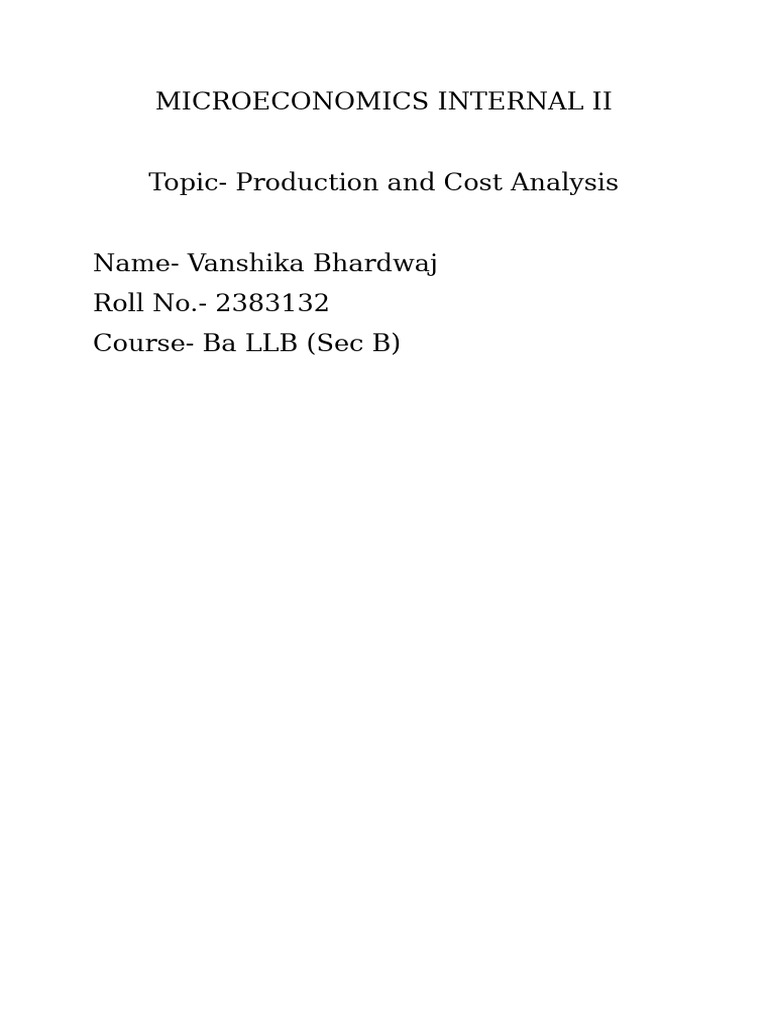 Microeconomics Internal II | PDF | Production Function | Economics