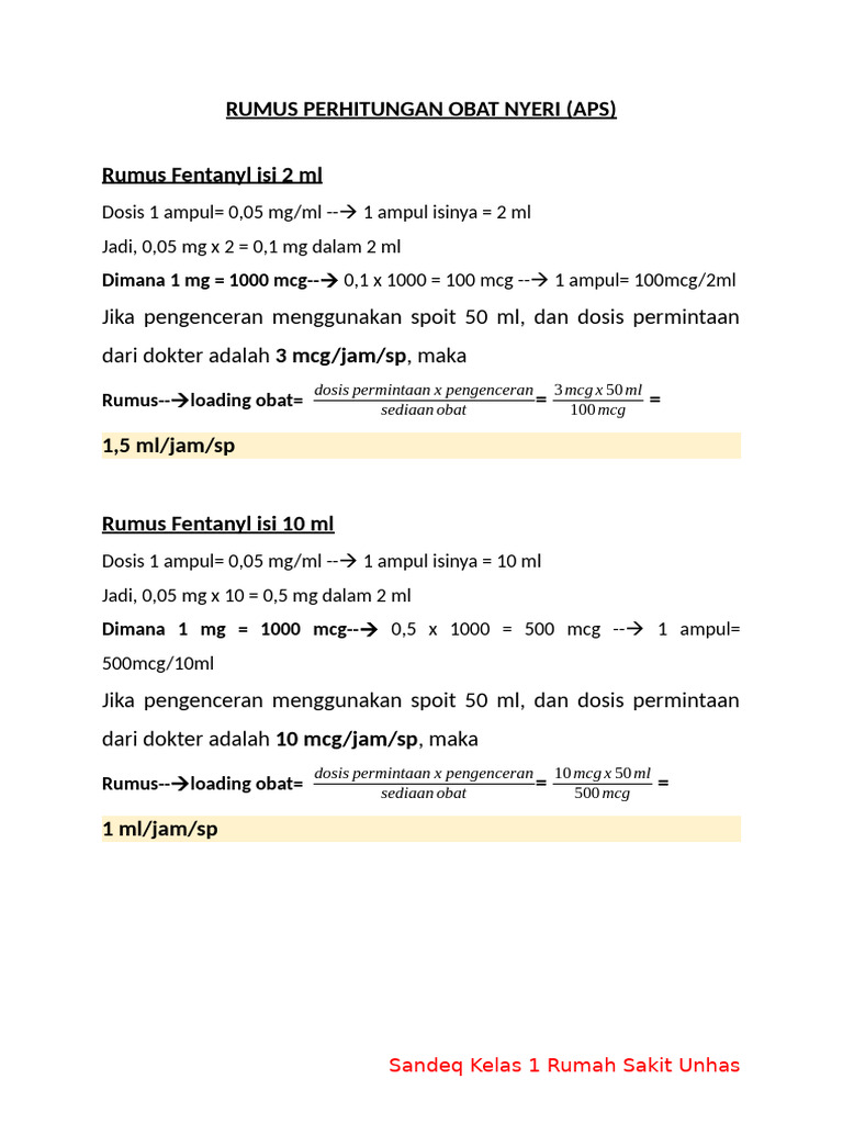 Rumus Perhitungan Obat New | PDF