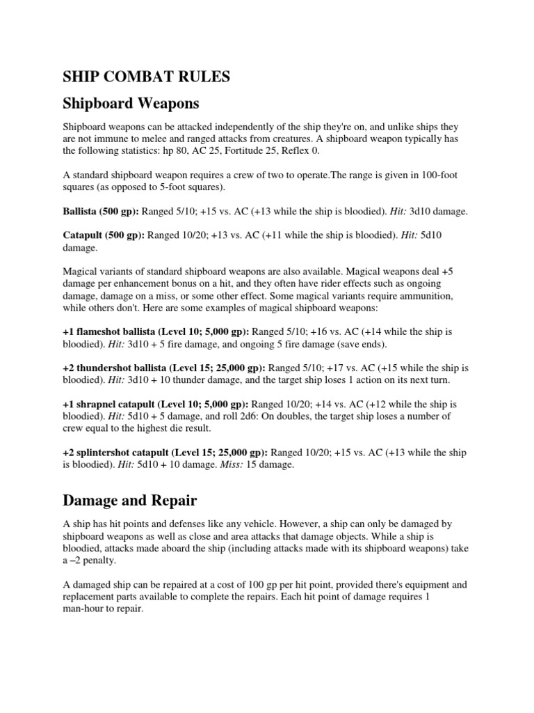 Ship Combat Rules | PDF | Ships | Military Science