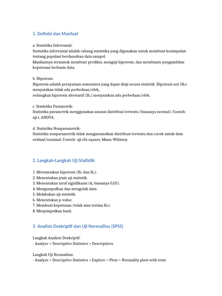 Panduan Statistika Inferensial dan Uji Statistik | PDF