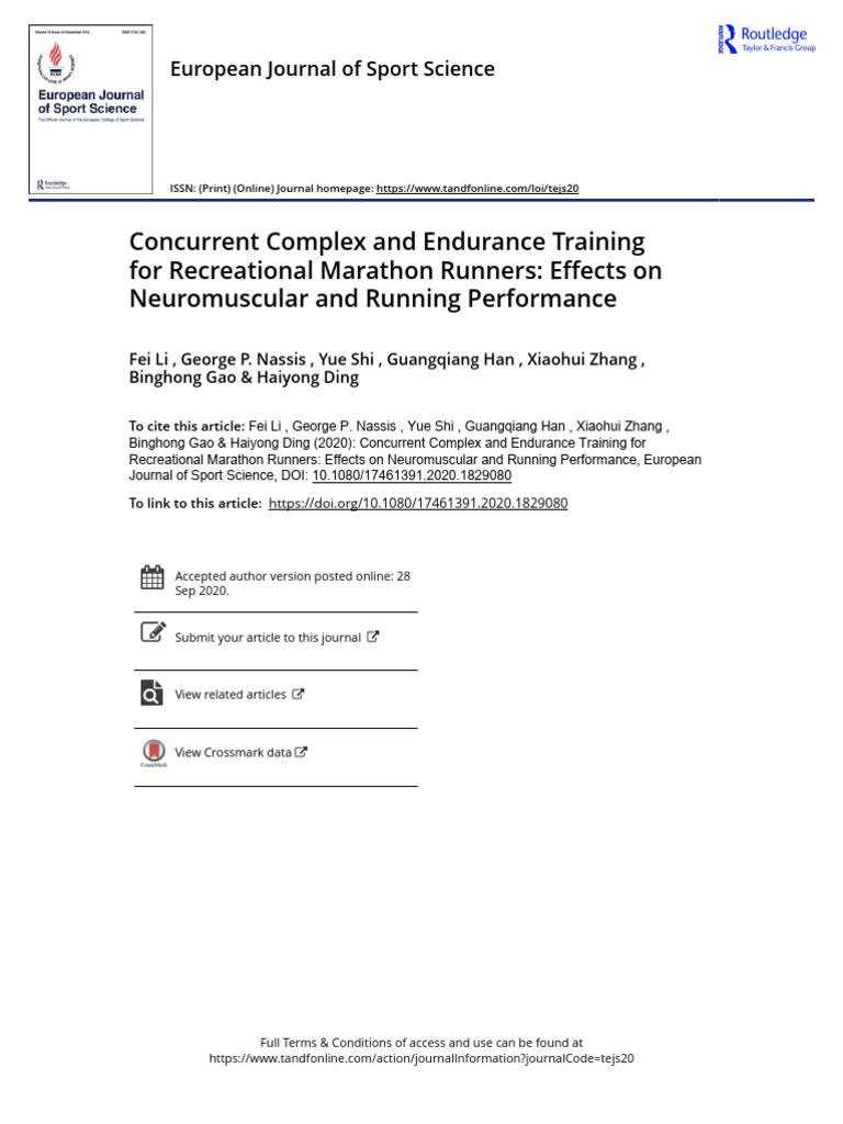 Concurrent Complex and Endurance Training | PDF | Effect Size | Strength Training