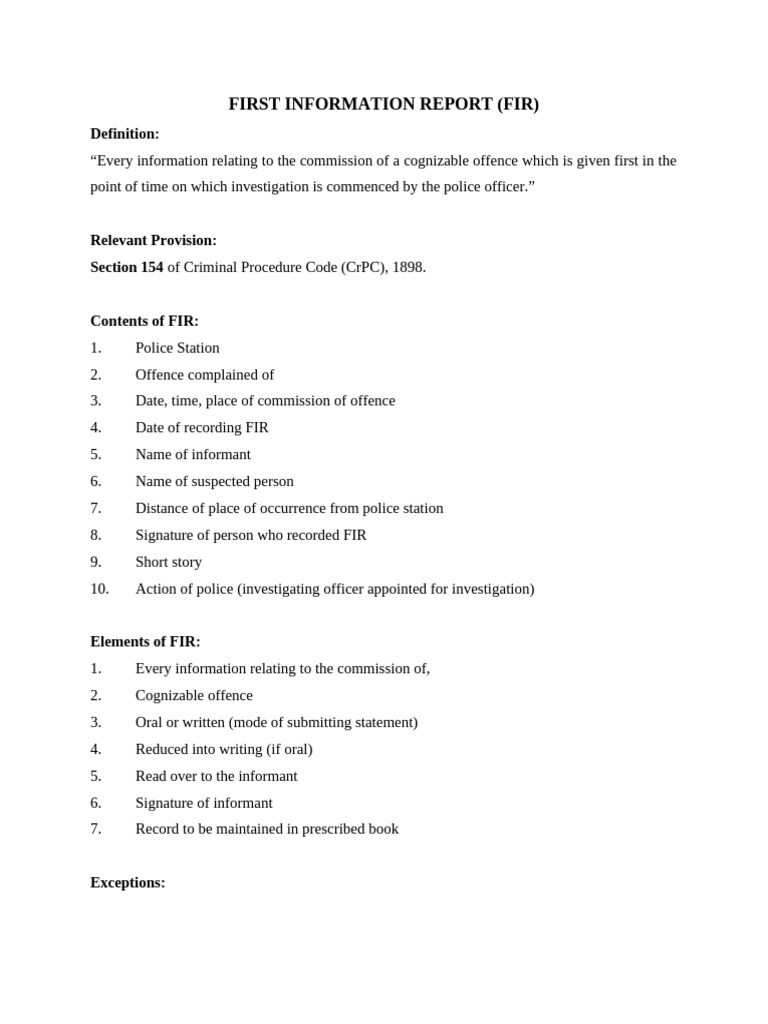 First Information Report | PDF | Crimes | Crime & Violence