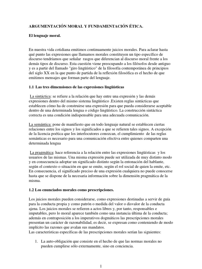 Argumentación Moral y Fundamentación Ética. | PDF | Moralidad ...