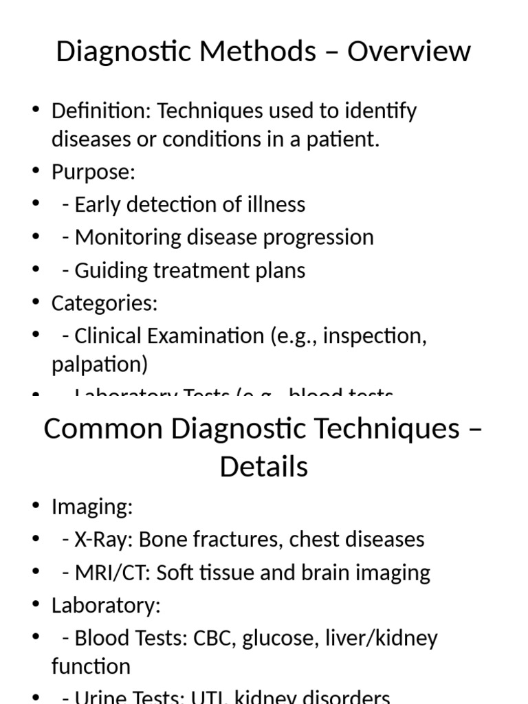 Diagnostic Methods Presentation | PDF