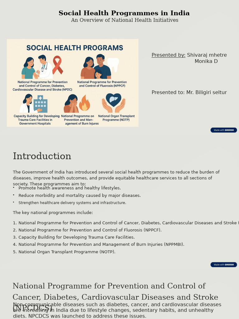Social Health Programmes in India Final | PDF | Non Communicable ...