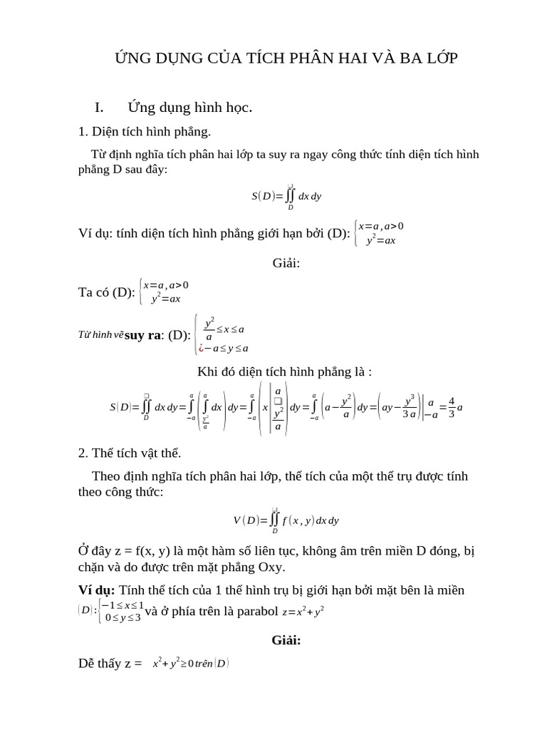 NG D NG C A Tích Phân Hai Và Ba L P | PDF
