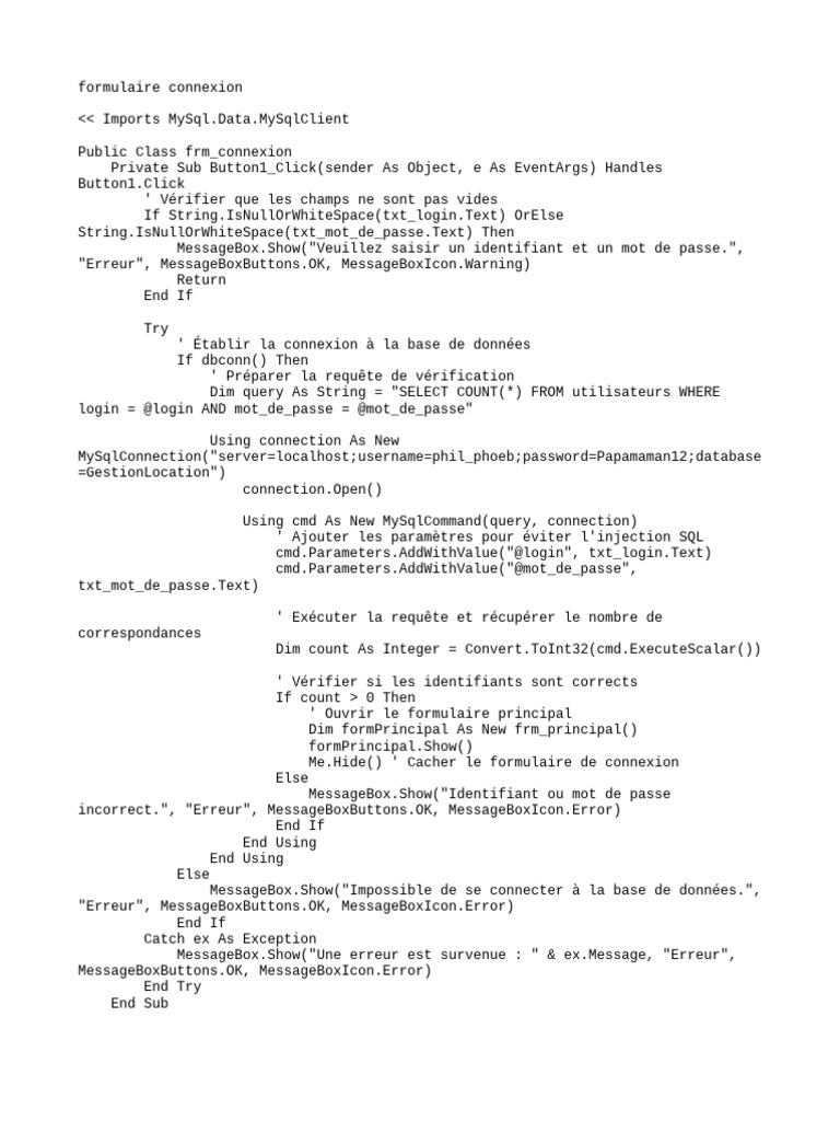 Formulaire de Connexion et Gestion Clients | PDF | Informatique | Logiciel