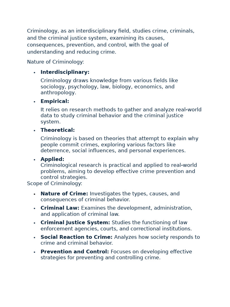 Criminalogy Need Scope Nature | PDF