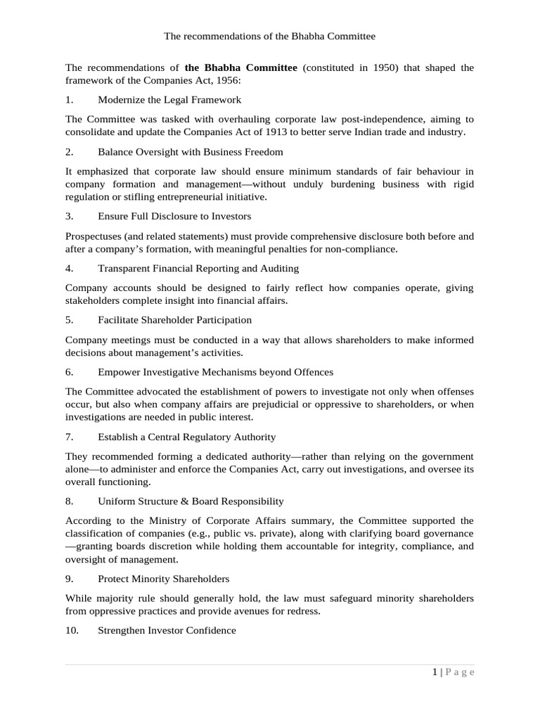 Bhabha Committee's Key Recommendations | PDF | Regulatory Compliance ...