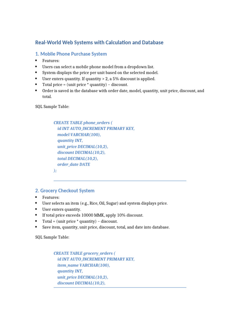 Web Systems for Shopping and Booking | PDF