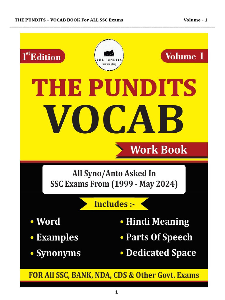Day 11 - The Pundits Vocab Book | PDF | Vocabulary | Linguistics