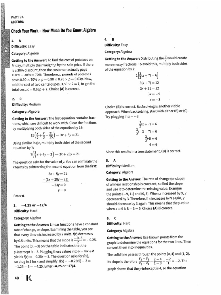 (KP) KEY - Algebra Drill | PDF