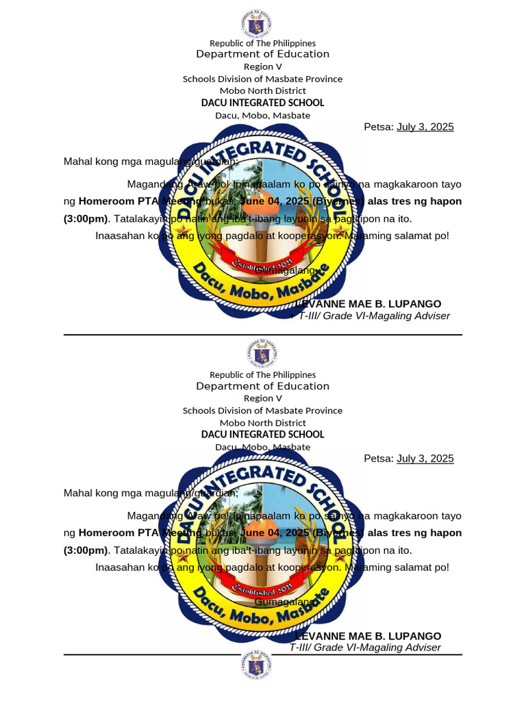 Communication Letter | PDF