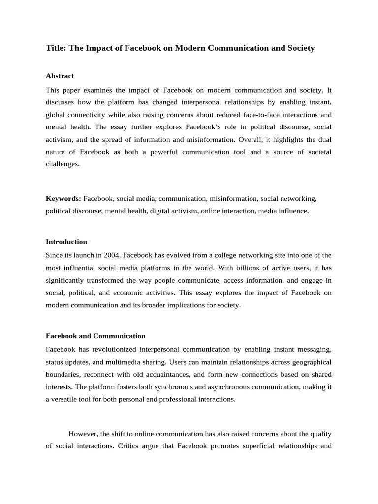 Facebook's Societal Impact Explained | PDF | Communication | Facebook