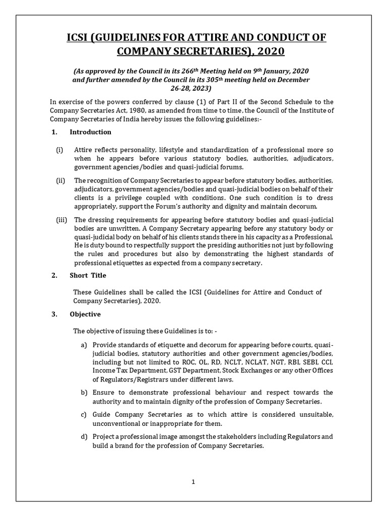 Guidelines AttireandConduct CS2020 | PDF | Clothing | Softlines (Retail)