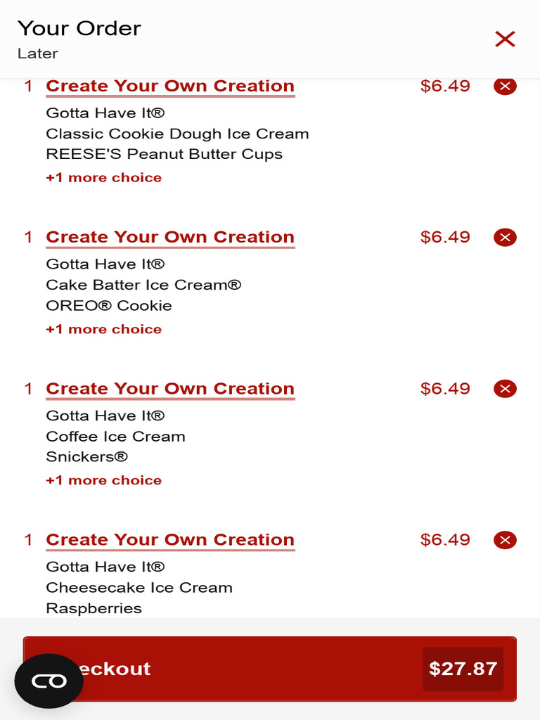 Cold Stone - Create Your Own Creation - Order Online | PDF